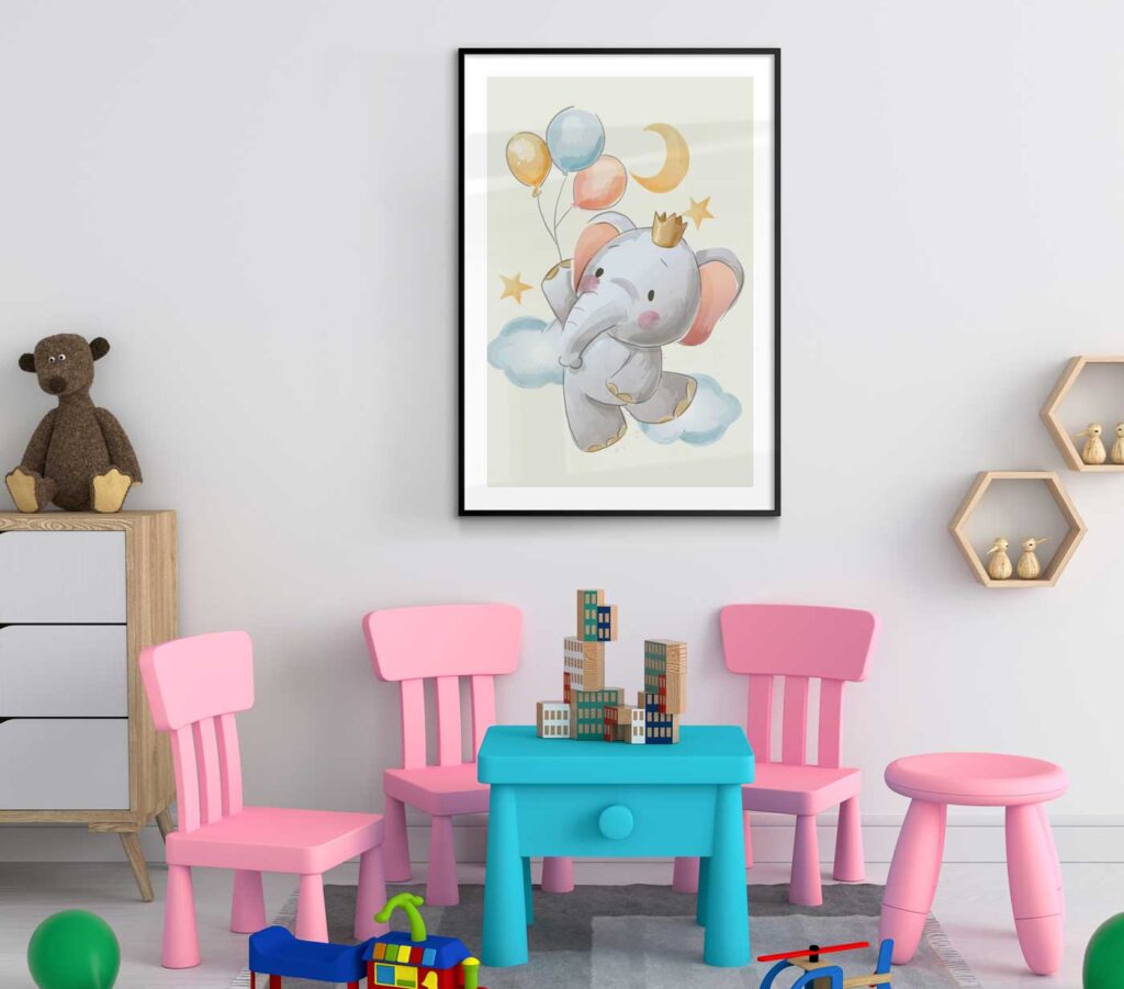 Tecknad elefant - Illustrerad barnposter